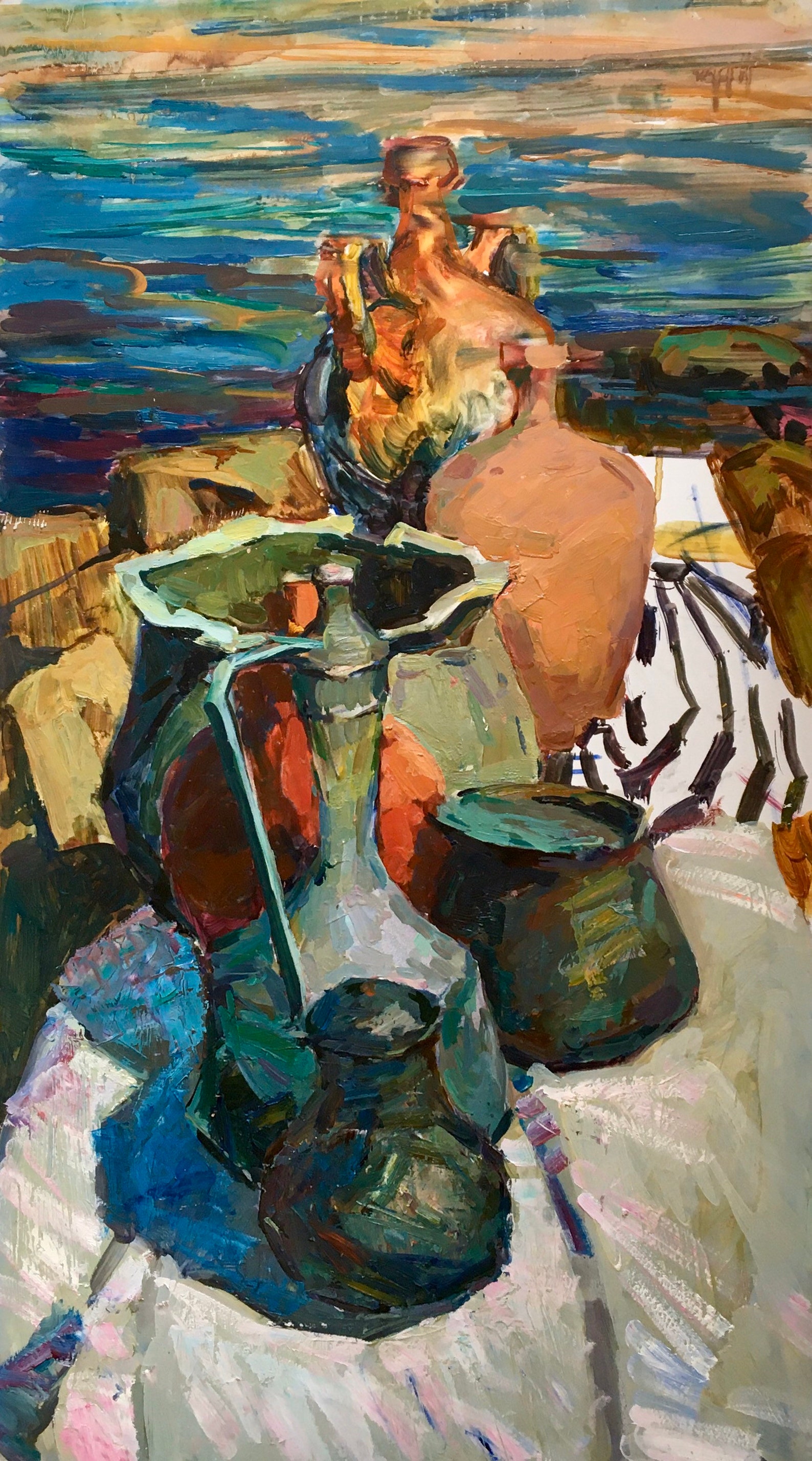 Original Painting Oil Canvas Sea Still Life Jugs Wall Kitchen - Etsy