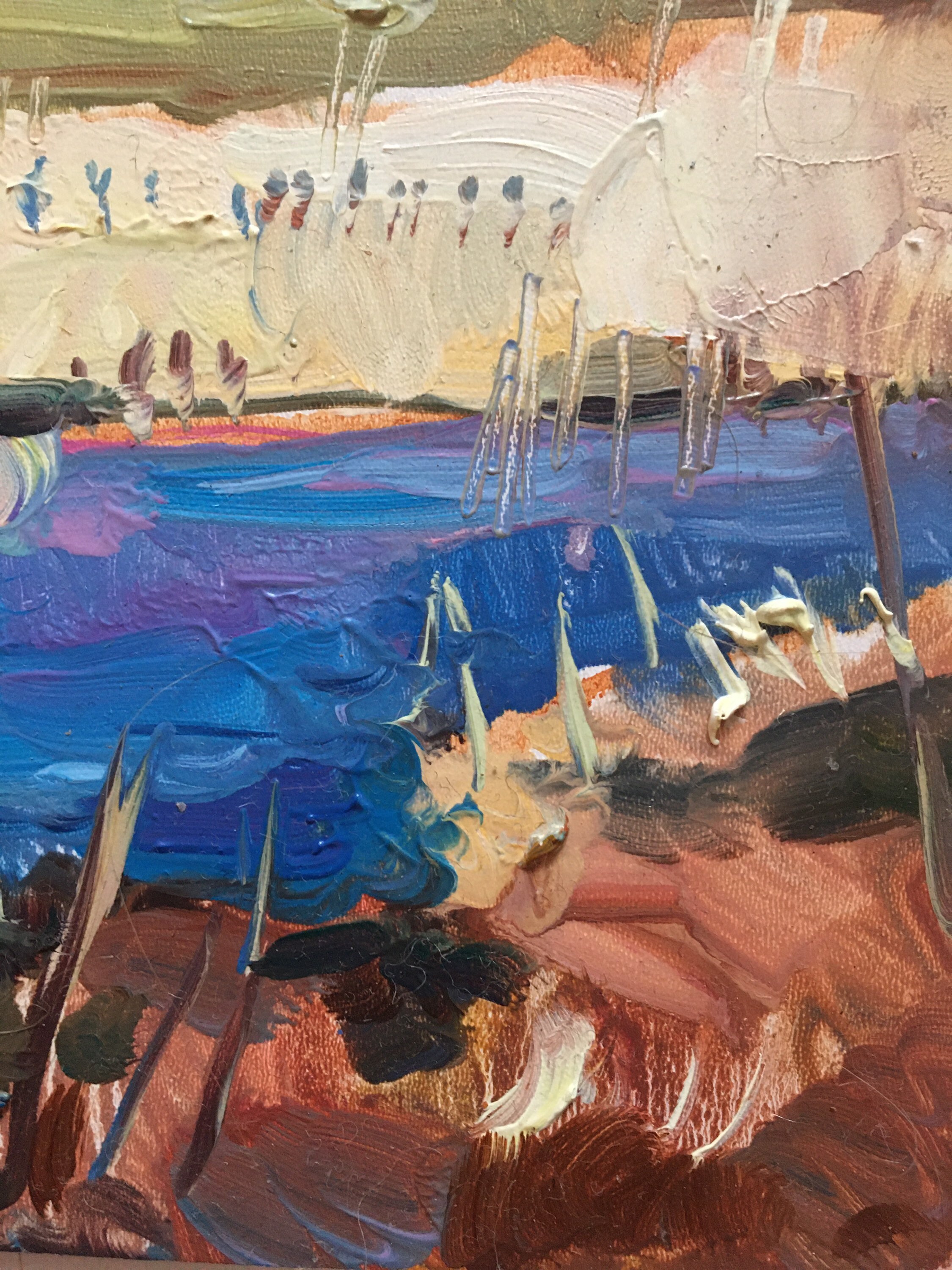 SPRING RIVERSCAPE Original Oil Painting Rural Artwork Riverside Scenery ...