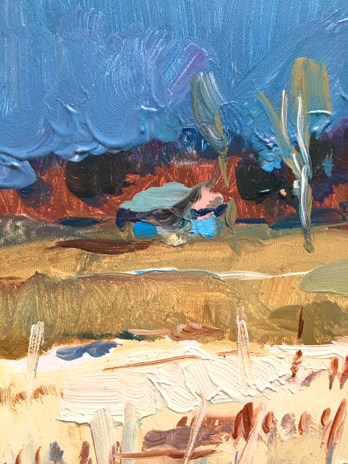 SPRING RIVERSCAPE Original Oil Painting Rural Artwork Riverside Scenery ...