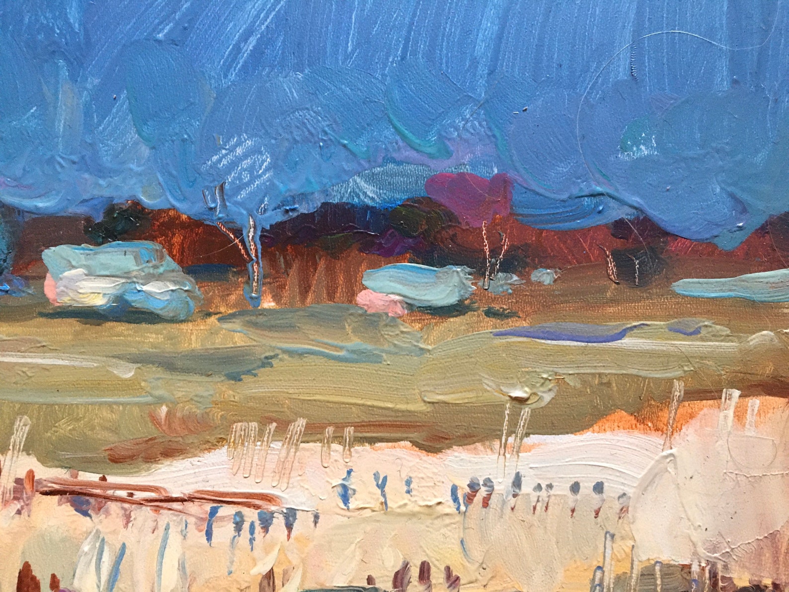 SPRING RIVERSCAPE Original Oil Painting Rural Artwork Riverside Scenery ...