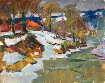 SPRING RIVERSCAPE Original Oil Painting Rural Artwork | Etsy