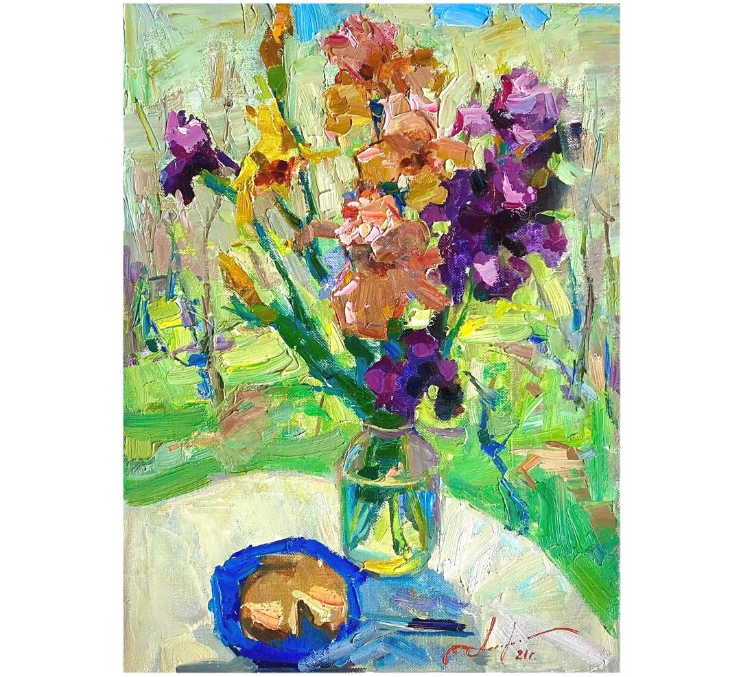 Irises, Floral Painting, Original Painting, Impressionist Art, Flowers ...