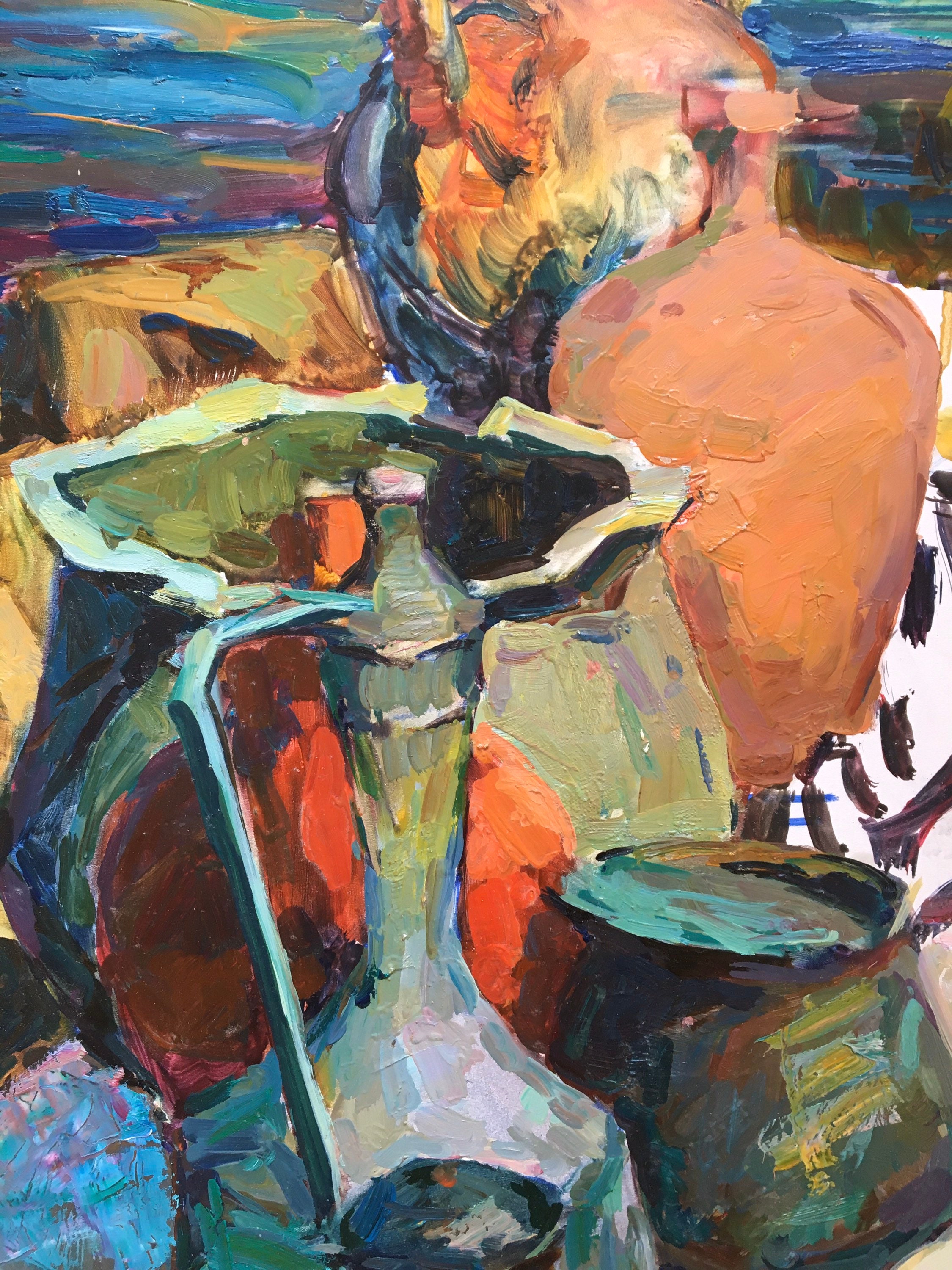 Original Painting Oil Canvas Sea Still Life Jugs Wall Kitchen | Etsy