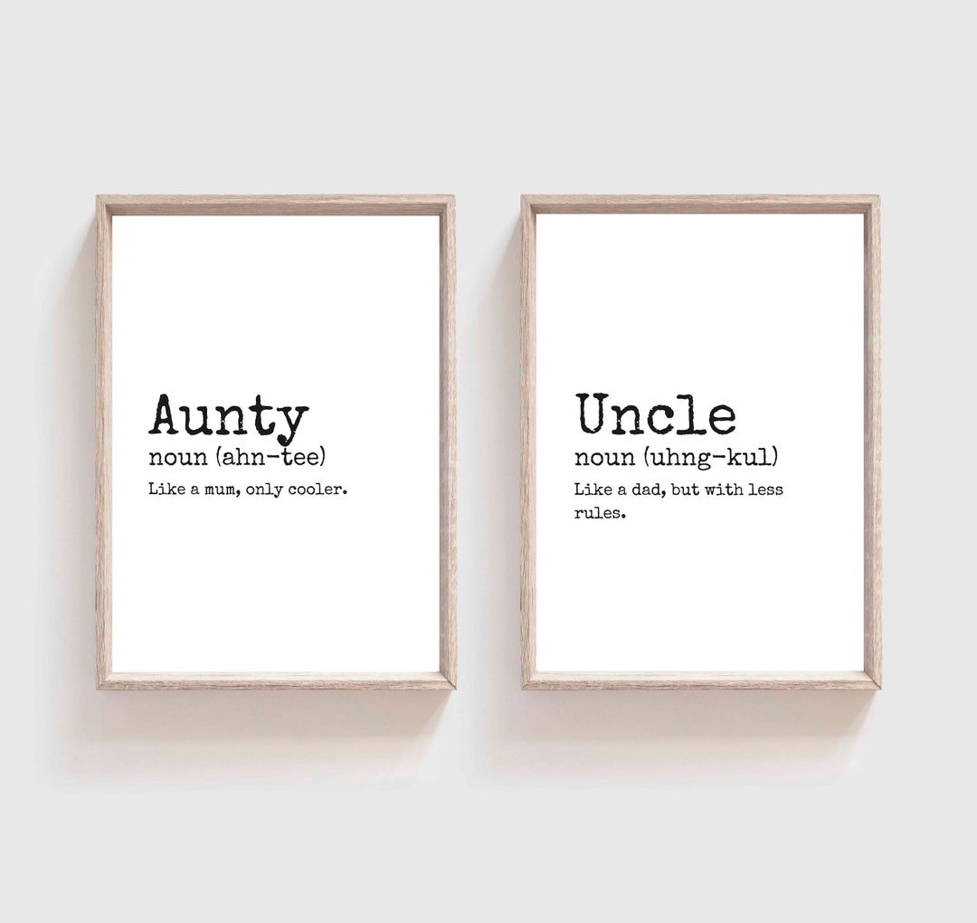 Aunty Definition Print Uncle Definition Print Gift for - Etsy