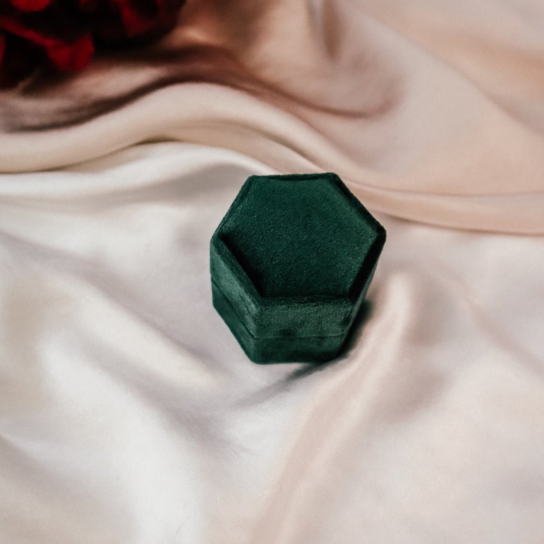 Velvet Ring Box Forest Green Wedding Ring Box Engagement - Etsy