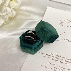 Velvet Ring Box Forest Green Wedding Ring Box Engagement - Etsy