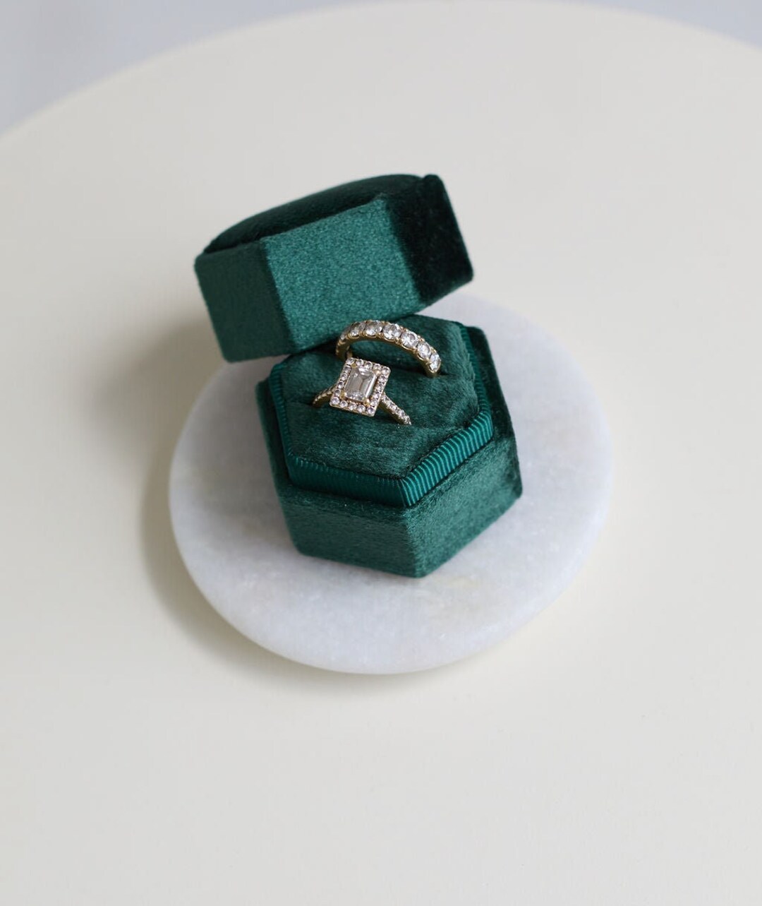 Velvet Ring Box Forest Green Wedding Ring Box Engagement - Etsy