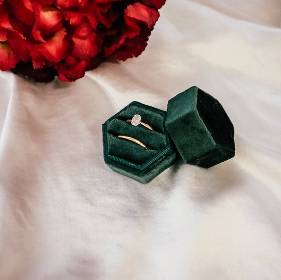 Velvet Ring Box Forest Green Wedding Ring Box Engagement | Etsy