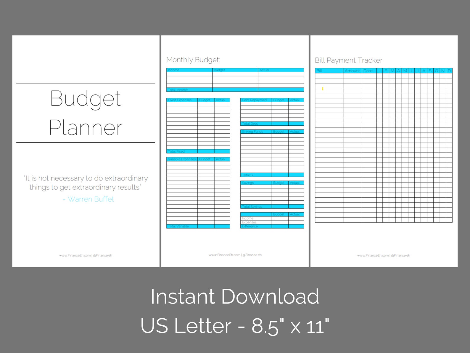 PRINTABLE Budget Planner - 8.5x11 - Instant Download - PDF - Etsy