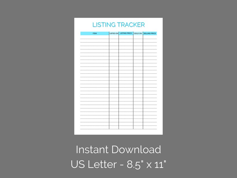 PRINTABLE Listing Tracker - 8.5x11 - Instant Download - PDF - Etsy