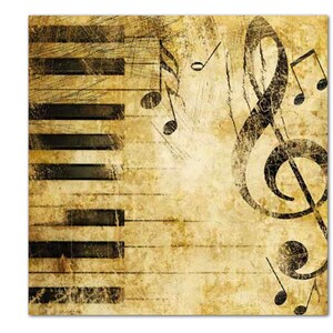 3 Shabby Chic Piano Vintage Musical Notes G Clef 6.5" Lunch Luncheon ...