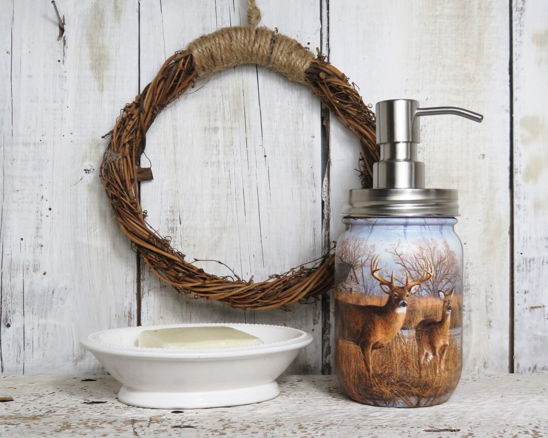 Deer Wildlife Field Landscape Buck Hunting Soap Dispenser Handmade ...