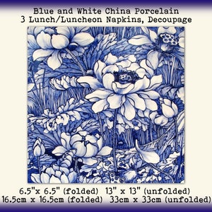 3 Blue and White Porcelain China Chinese Flower Lily Floral Flowers 6.5 ...
