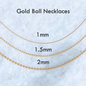 Gold Ball Bead Chain Necklace, 14K Gold Filled Ball Chains Women's Men ...