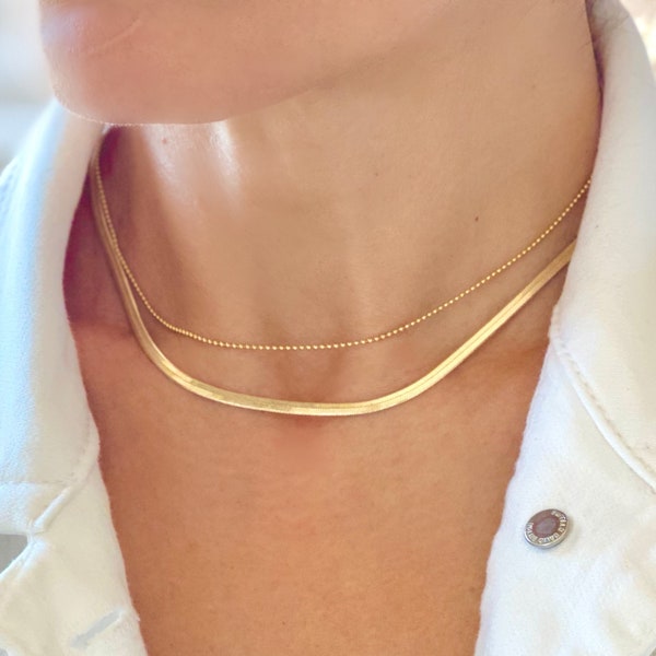 Flat Gold Necklace - Etsy