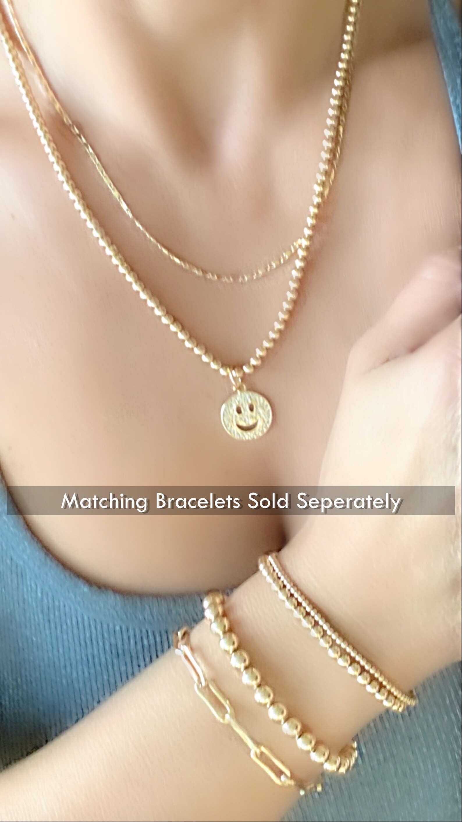 Gold Bead Necklace Beaded Gold Chain Necklace Small Gold - Etsy