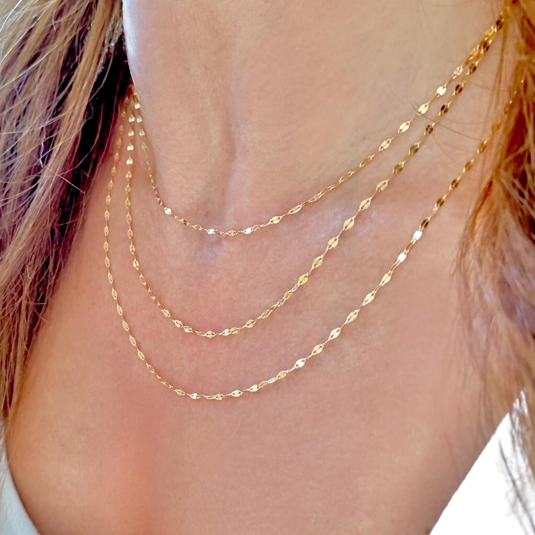 14K Gold Filled Mirror Chain Necklace: Dainty Valentino Layering Necklace - Etsy