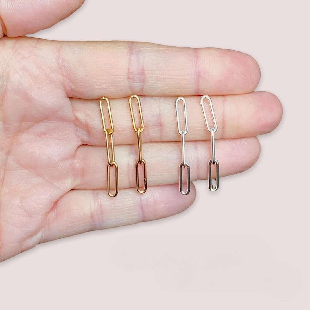 Drop Chain Paperclip Earrings, Paperclip Dangle Earrings, Minimalist ...
