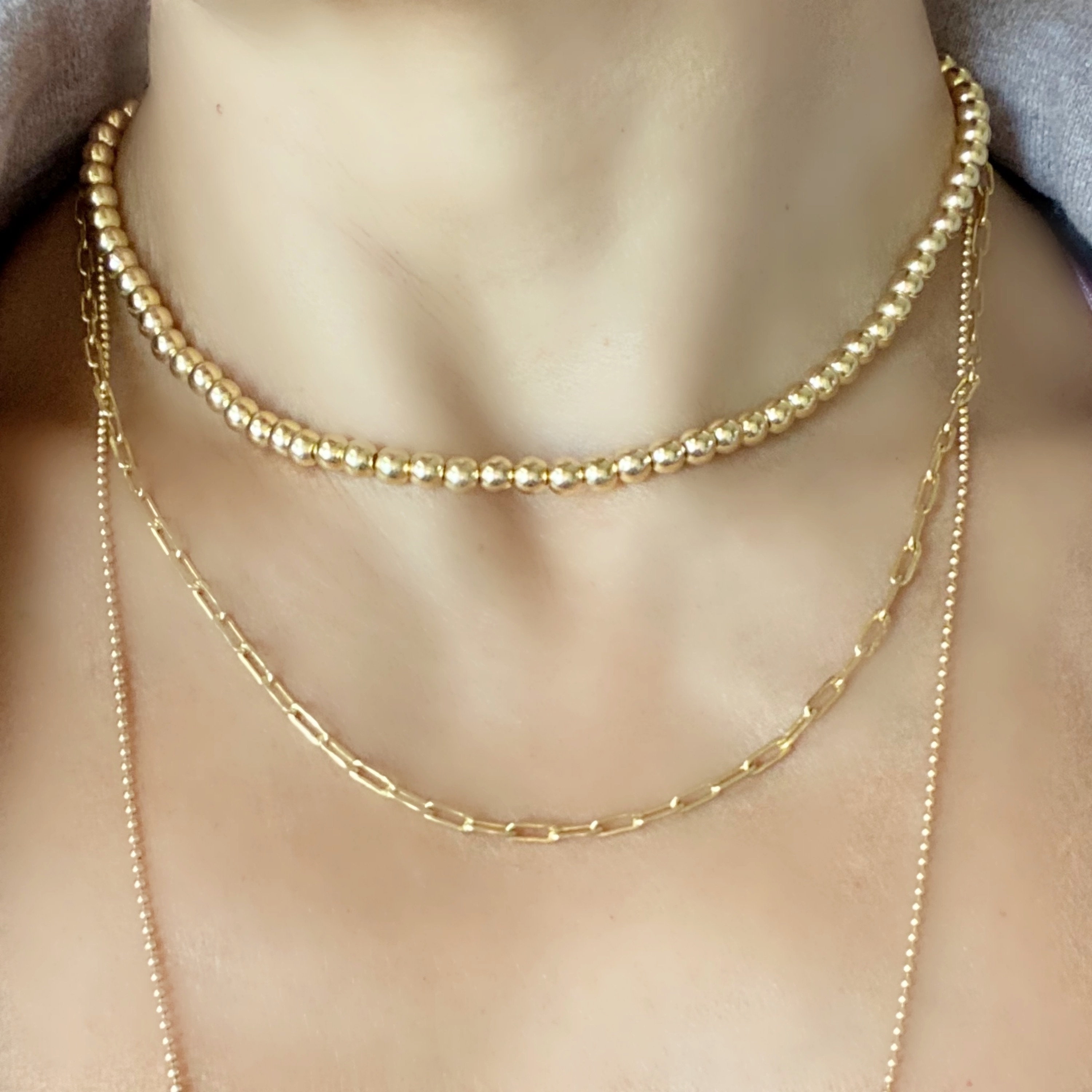 Gold Bead Necklace Gold Ball Necklace Gold Filled Beaded - Etsy