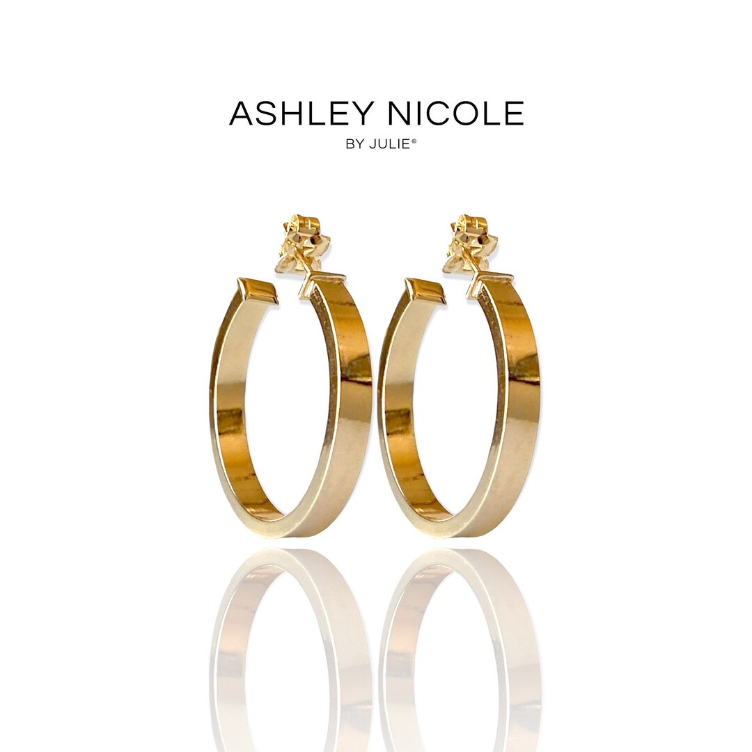 Chunky Flat Hoops: 18K Gold Filled Hoop Earrings Wide Band - Etsy