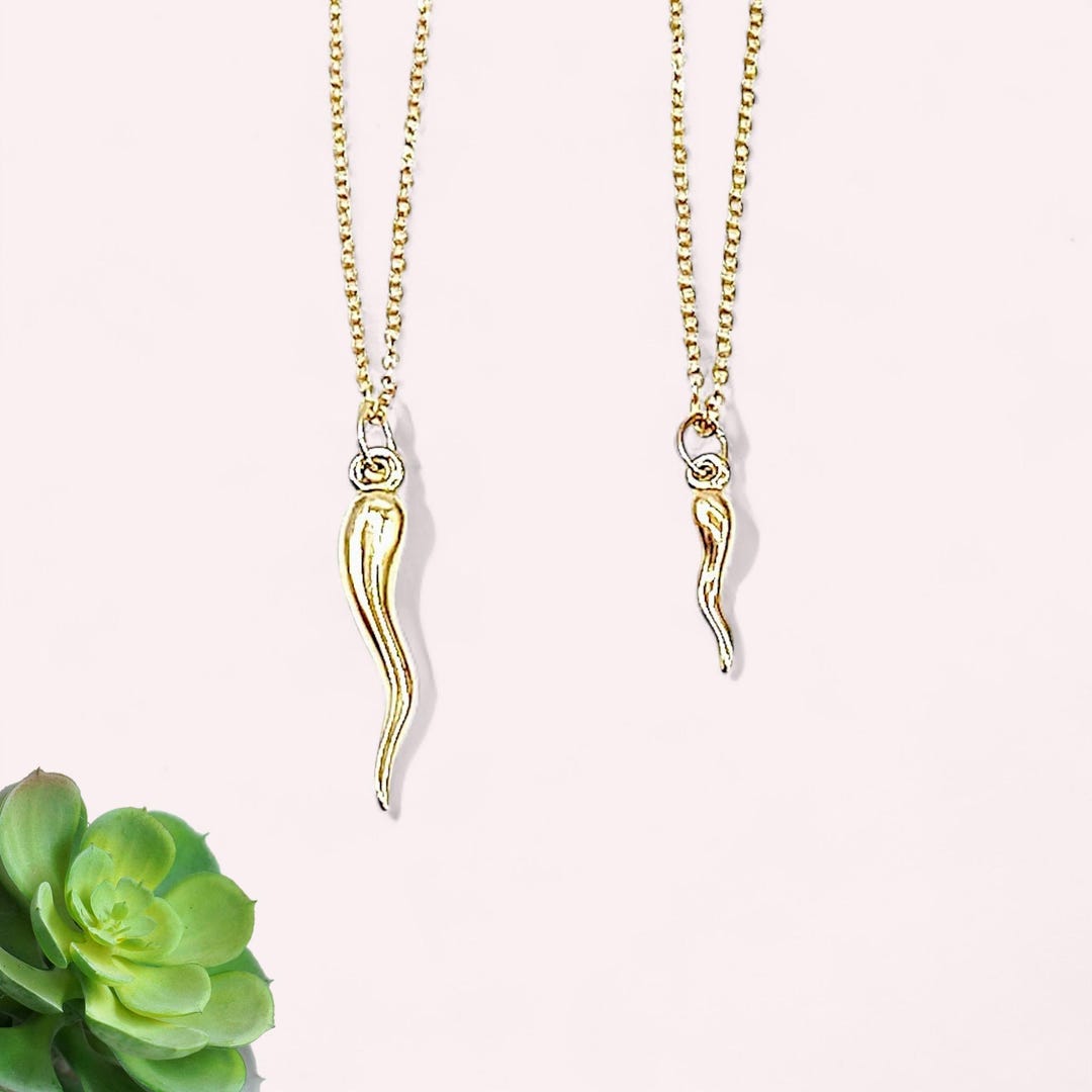 Cornicello Pendant Necklace, 14K Gold Filled, Good Luck Protection ...