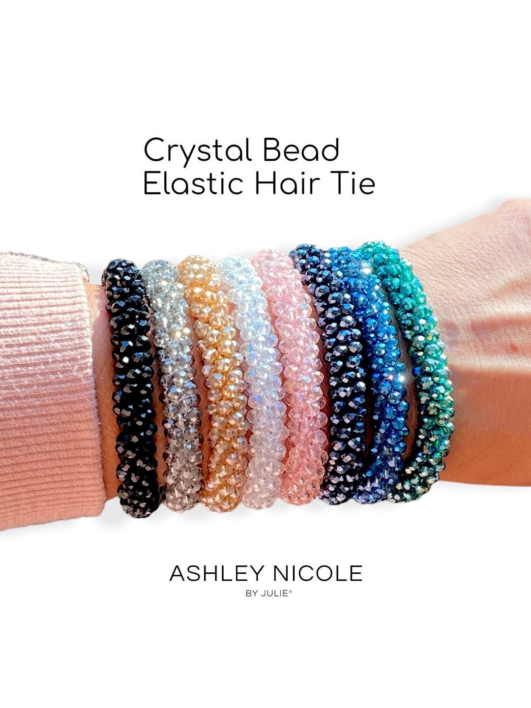 Crystal Bead Hair Tie, Elastic Hair Band, Beaded Scrunchie, Ponytail ...