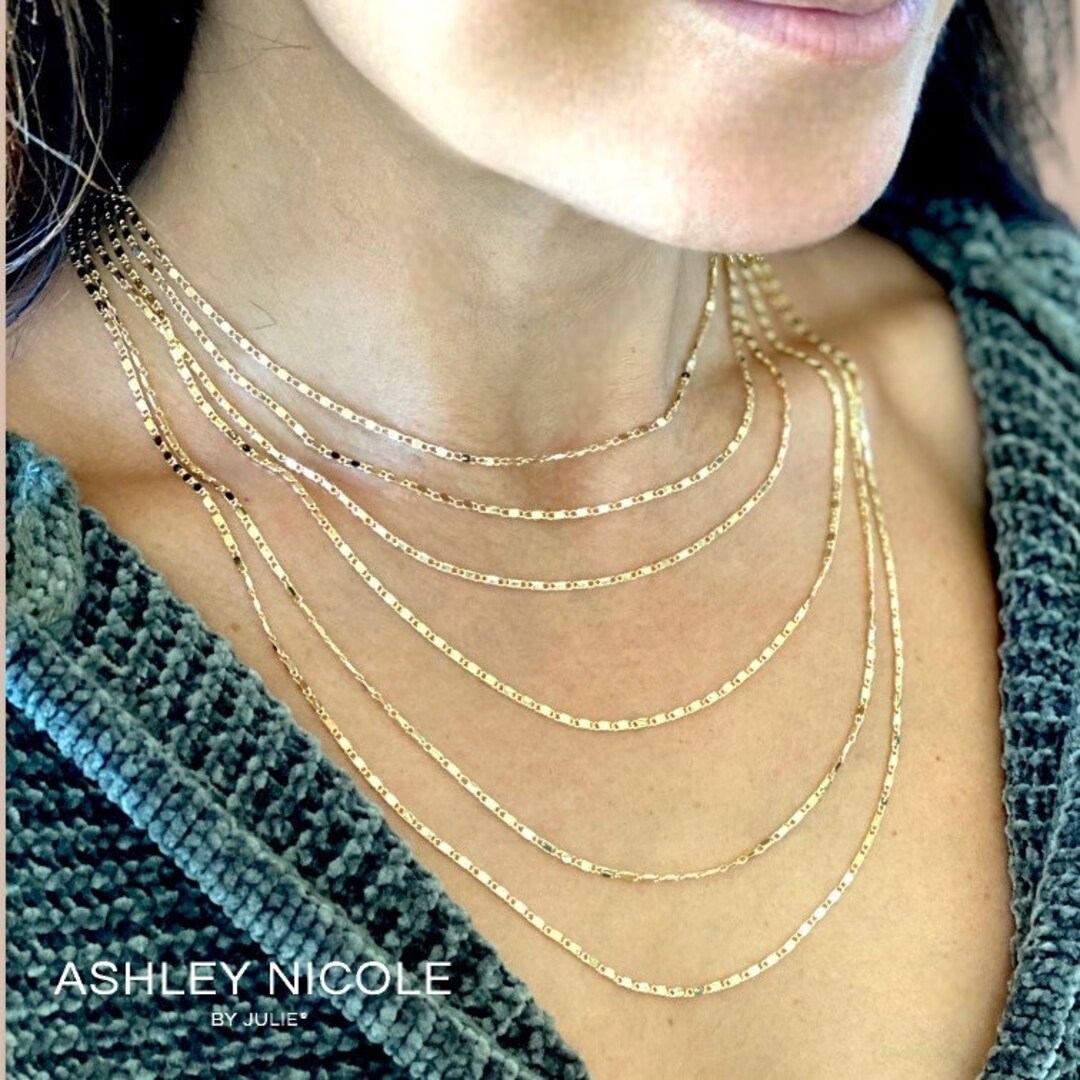 Gold Mirror Link Chain Necklace, 2mm Valentino Chain, Dainty Gold Chain ...