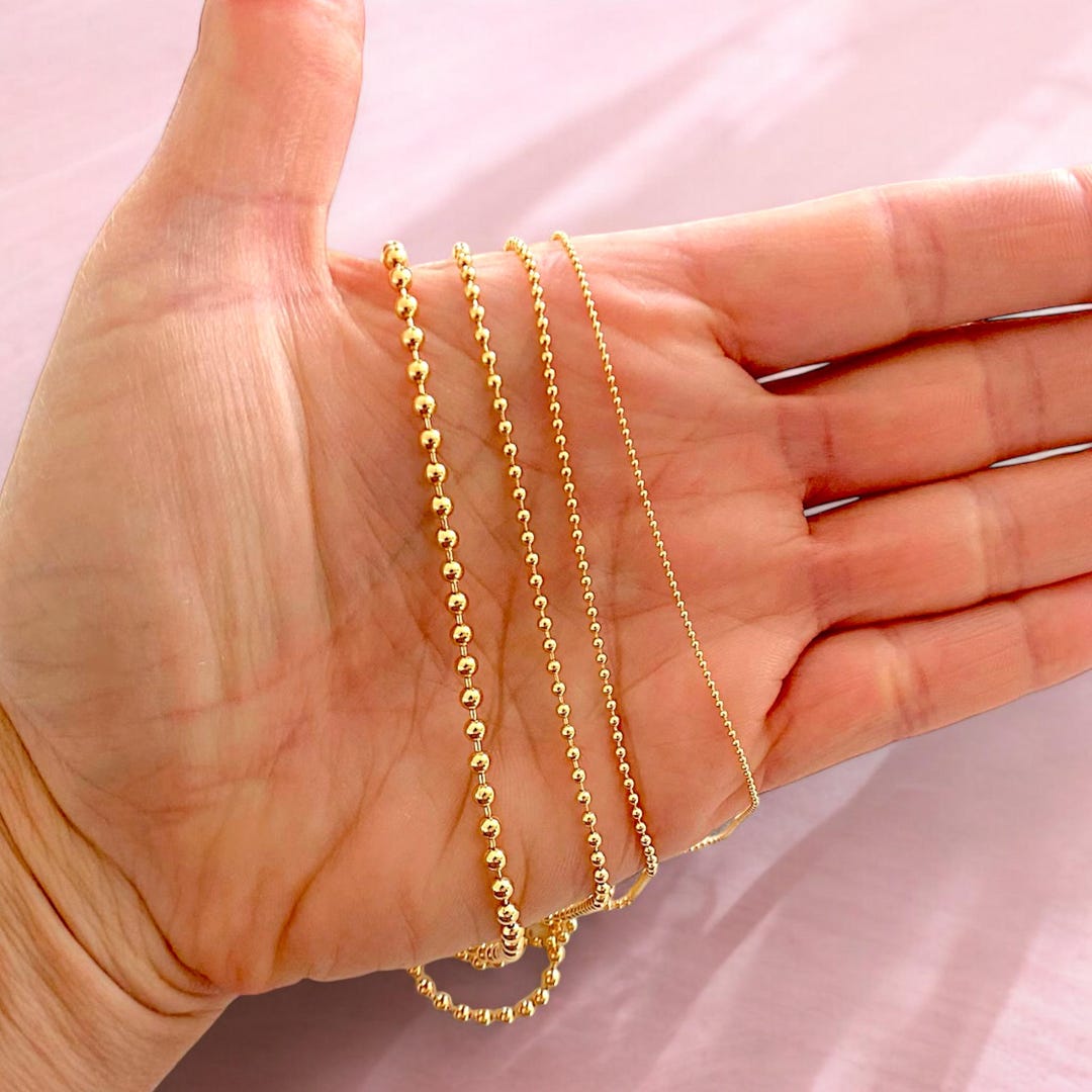 Gold Bead Chain Necklace, 14K Gold Filled Ball Chain, Minimalist ...