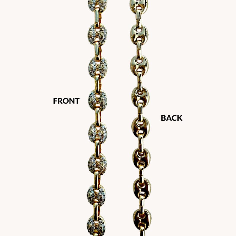 CZ Pavé Puffed Mariner Chain Bracelet: 8mm Gold Plated Bold Anchor Link ...