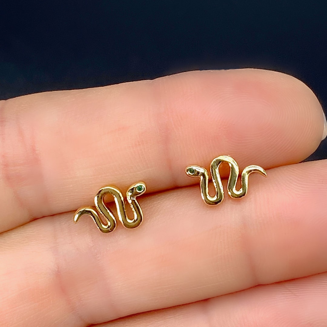 Tiny Snake Earrings, Gold Snake Stud Earrings, Dainty Snake Earrings ...