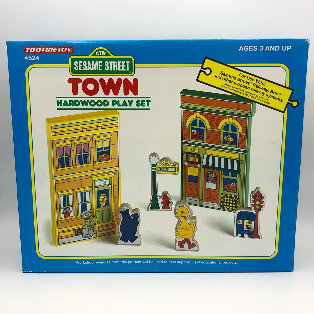 Vintage 1995 Tootsie Toy Sesame Street Town Hardwood Playset 4524, Use ...