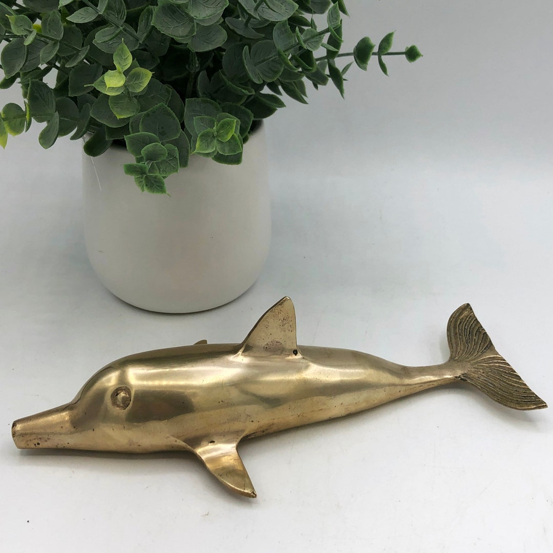 Vintage Solid Brass Dolphin Figurine Paperweight~made in Taiwan ...