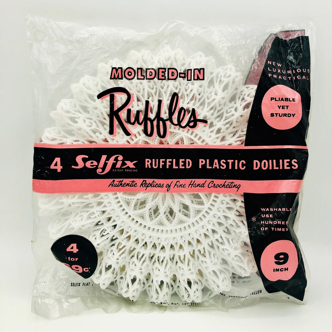 Vintage Set of Four White Ruffled Plastic Doilies 9 Inch Selfix NOS ...