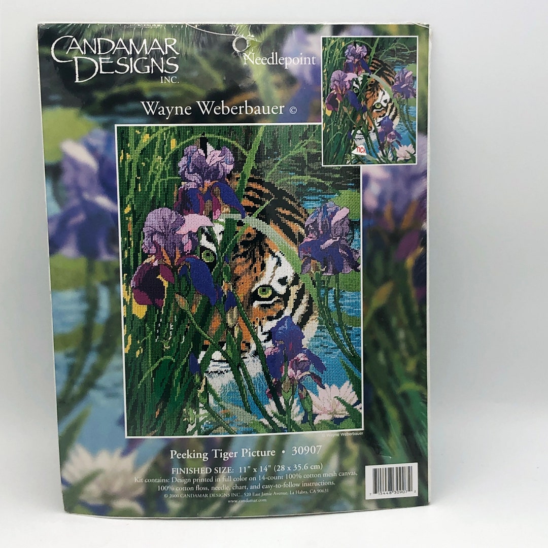 Candamar Designs Peeking Tiger Needlepoint Picture Kit Wayne Weberbauer ...