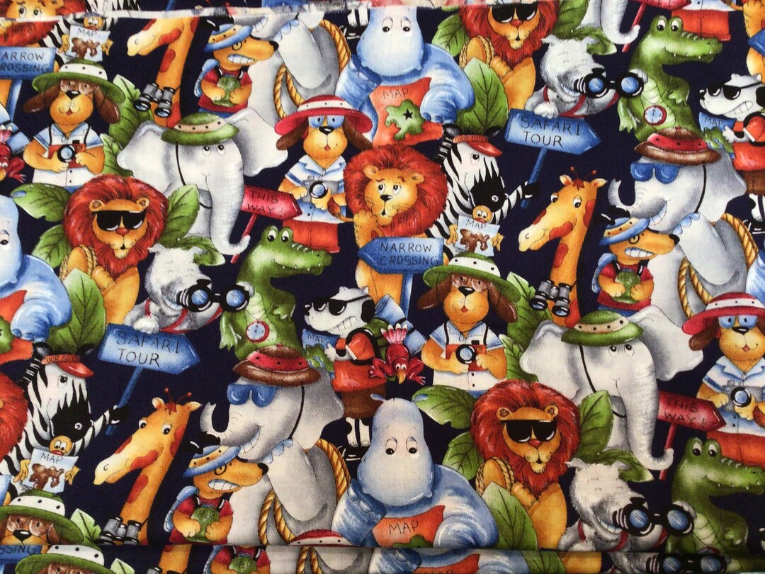 Vintage Timeless Treasures Safari Tour Fabric - Etsy