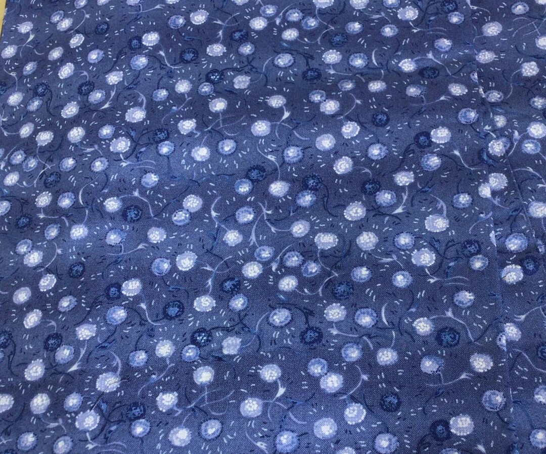 Vintage Blue Floral Print Fabric - Etsy