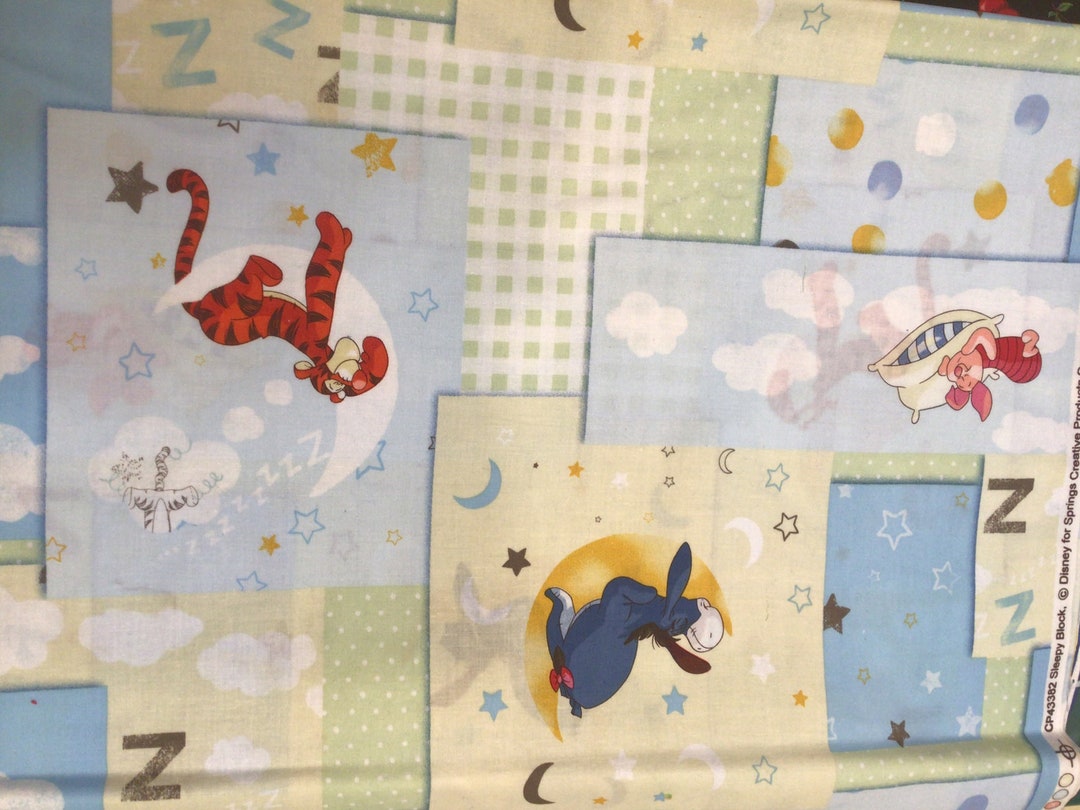 Winnie the Pooh Sleepy Block Print Fabric - Etsy