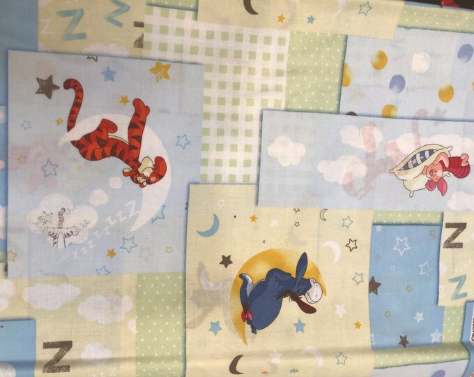 Winnie the Pooh Sleepy Block Print Fabric - Etsy