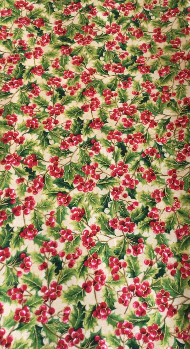 Holly Print Fabric - Etsy