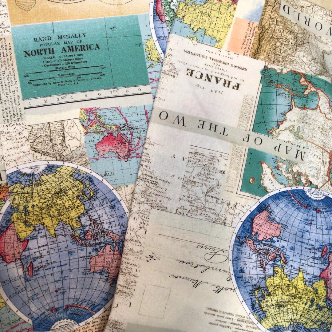 Candace Allen for David Textiles Map Print Fabric - Etsy
