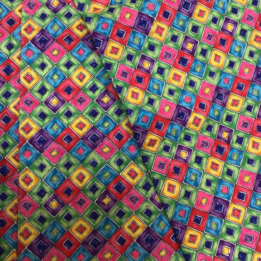 Multicolored Diamond Print Fabric - Etsy