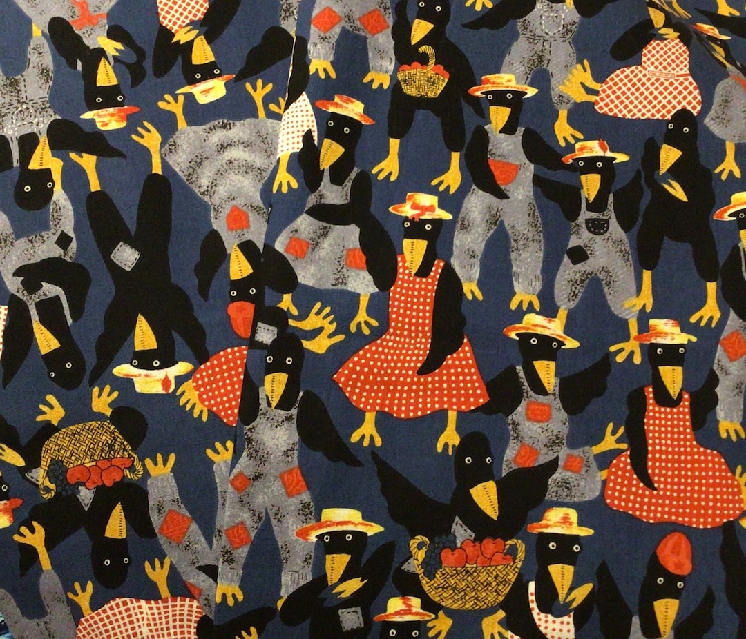 Vintage Crow Print Fabric Hi Fashion Fabrics - Etsy