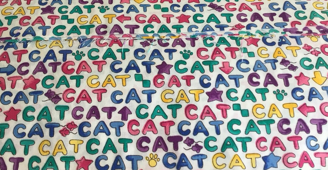 Vintage Texstyles Cat Fabric - Etsy