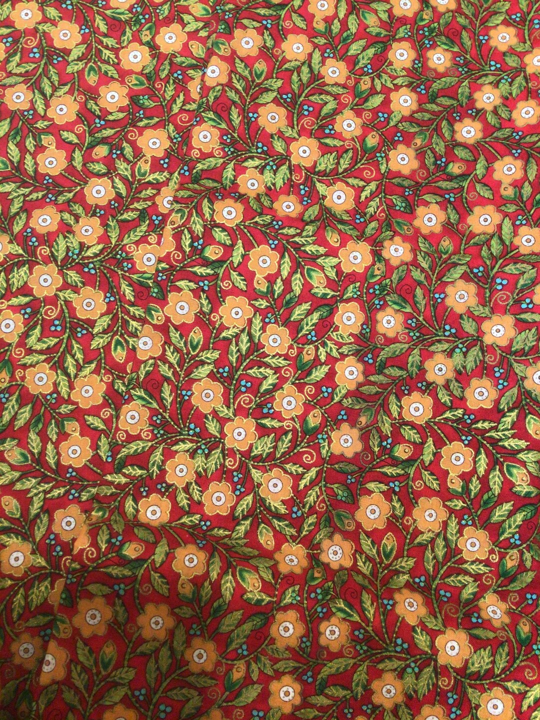 Red and Gold Floral Print KP Kids & Co by Kari Pearson - Etsy