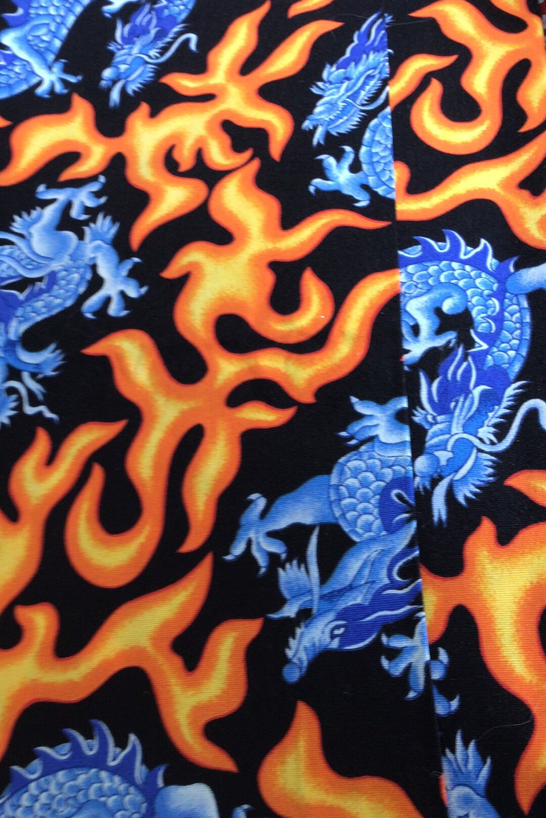 Blue Dragon Print Fabric - Etsy
