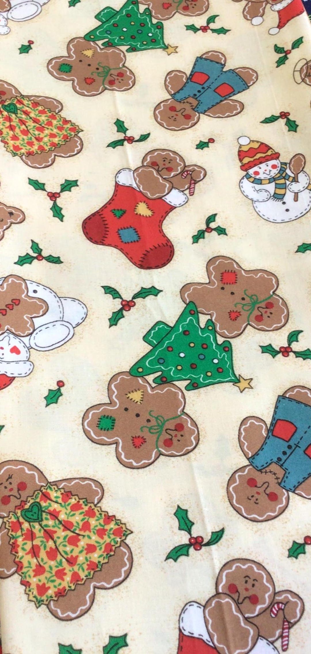 Vintage Gingerbread Print Fabric - Etsy