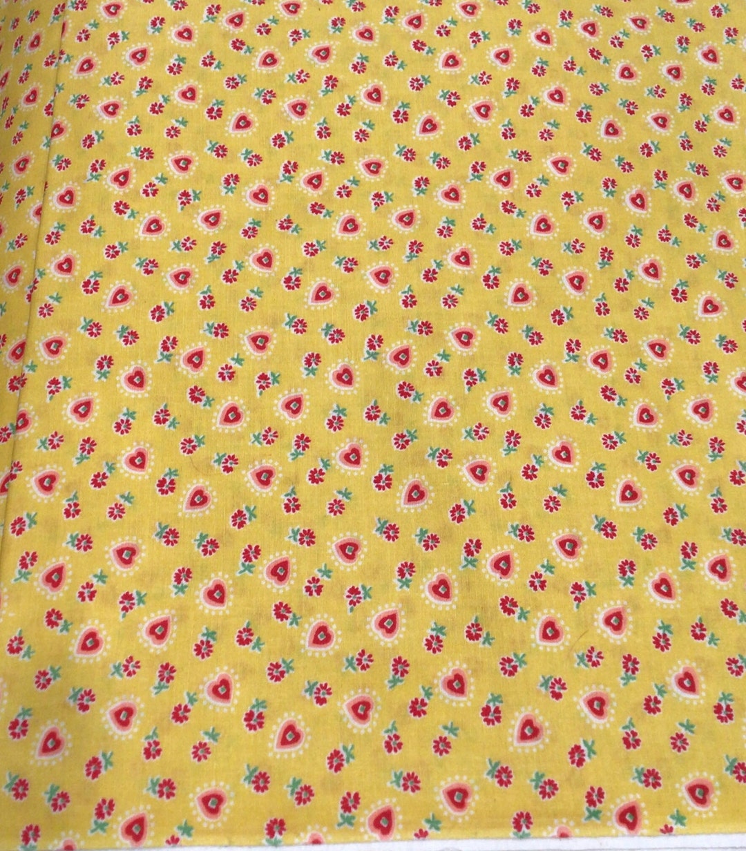 Vintage Classic Cotton Textile Arts & Film Heart Print Fabric - Etsy