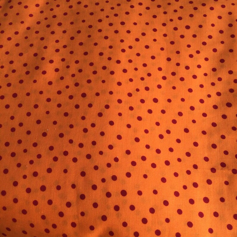 Orange With Red Polka Dot Print Fabric - Etsy