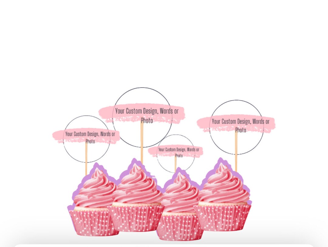 Custom Cupcake Toppers Photos Logos Glitter Words - Etsy