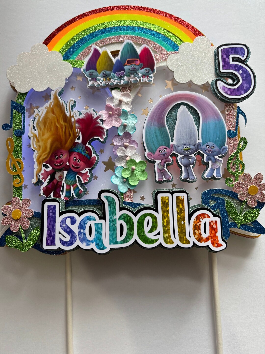 Trolls Custom LED Light up Cake Topper 3D Cupcake Toppers Now Available ...
